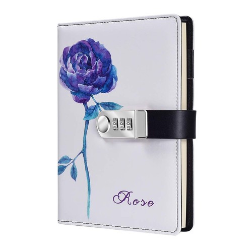 Password Lock Diary, A5 PU Leather Diary with Combination Lock Password ...