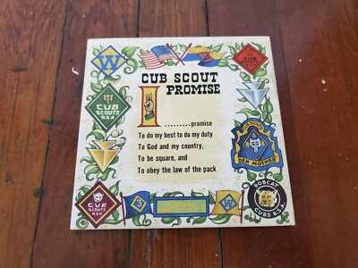 Cub Scout Promise Bobcat Cubs Vintage Ceramic Tile w/ Hanger Pledge 6 ...
