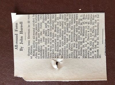 b1n ephemera 1968 cricket report gorran v gerrans john hurrell roger ...