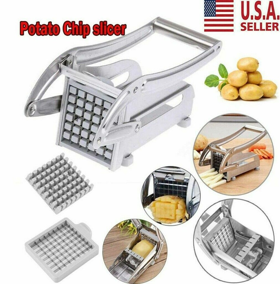 French Fry Cutter Potato Chopper Vegetable Dicer 2 Blade Stainless ...