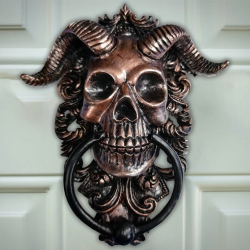 Horned-God Skull Hanging Door Knocker Heavy Duty Gothic Doorknocker ...