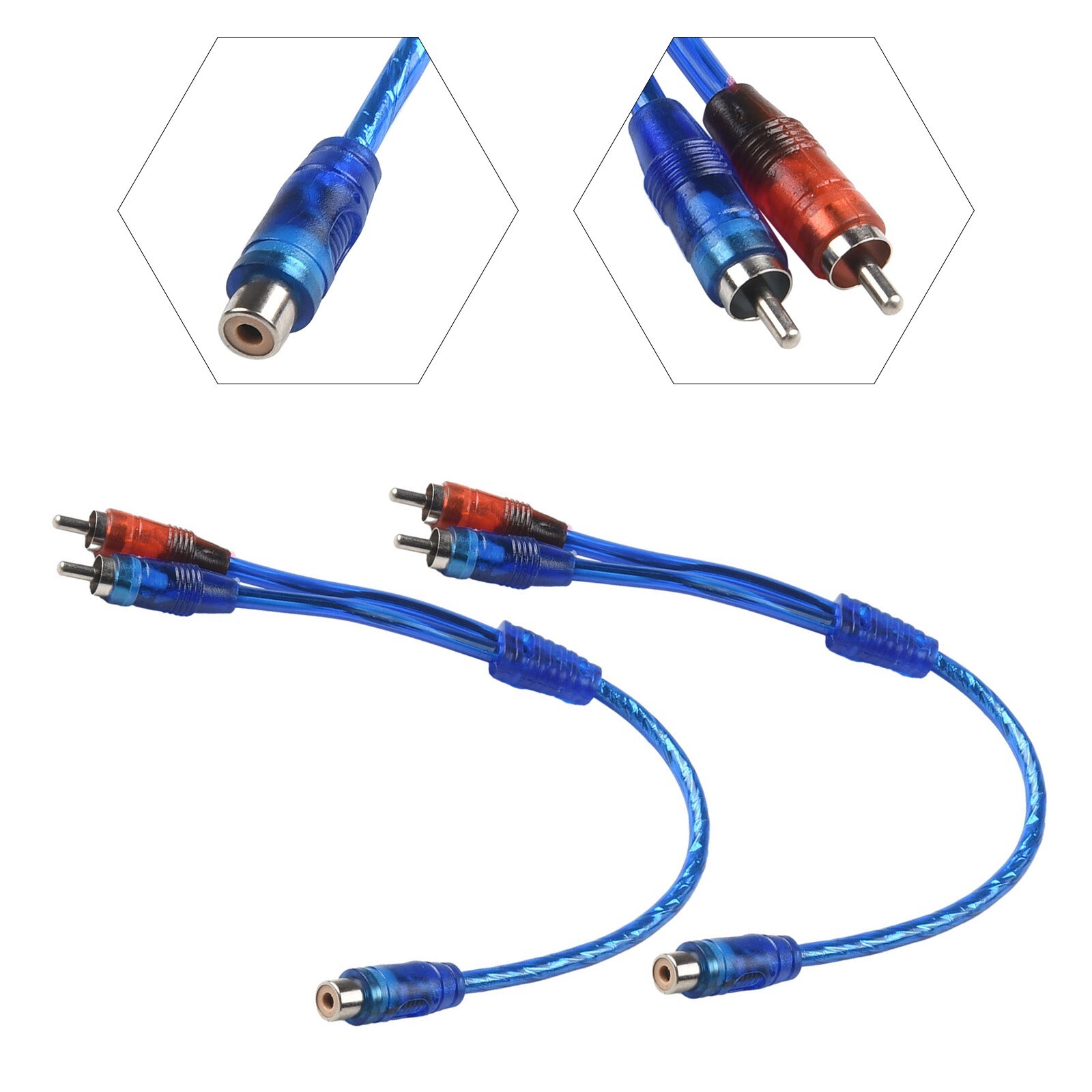 For RCA Audio Cable Y Splitter Adapter 1 Female To 2 Male 12 Inch 2 Pcs ...