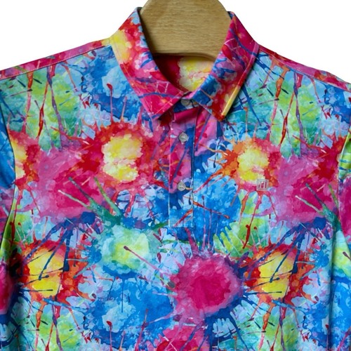 Hreski Golf Polo Shirt Men's Size Large Bright Colorful Loud Short ...