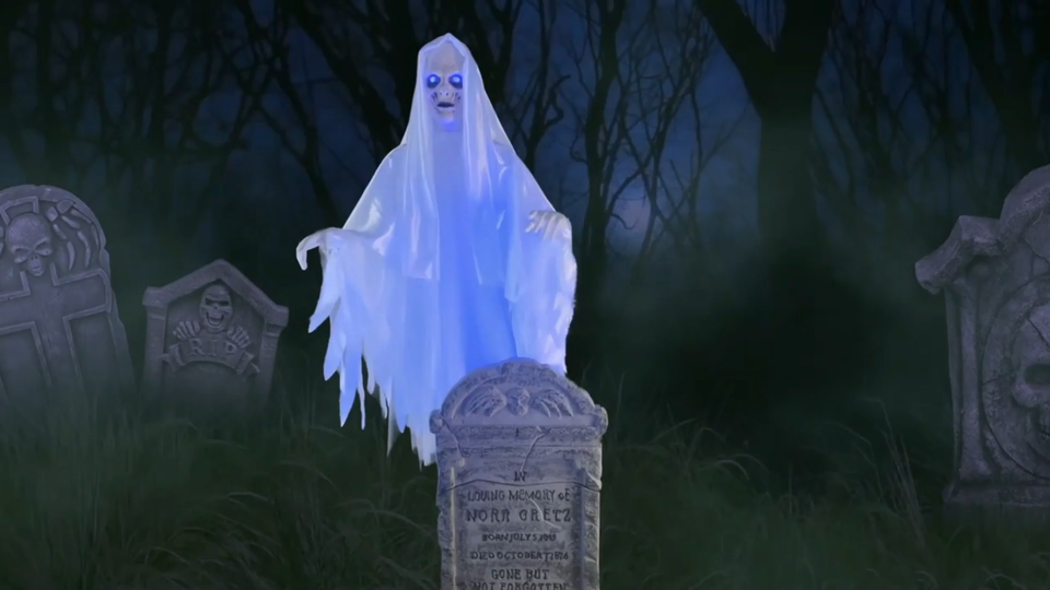 6 FT ANIMATED GHOST WOMAN OVER TOMBSTONE ANIMATRONIC HALLOWEEN PROP | eBay