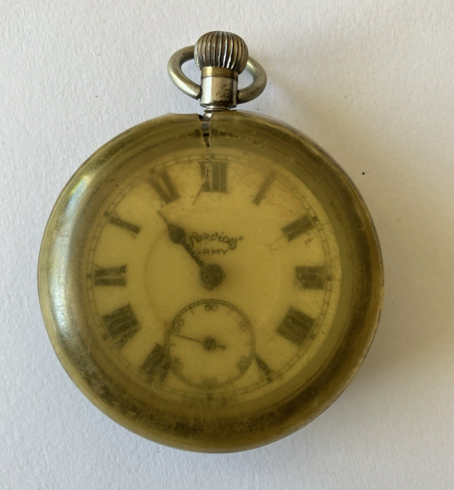 Lot Of 2 Pocket Watches Services Army Pocket Watch & Timex Gold Parts ...