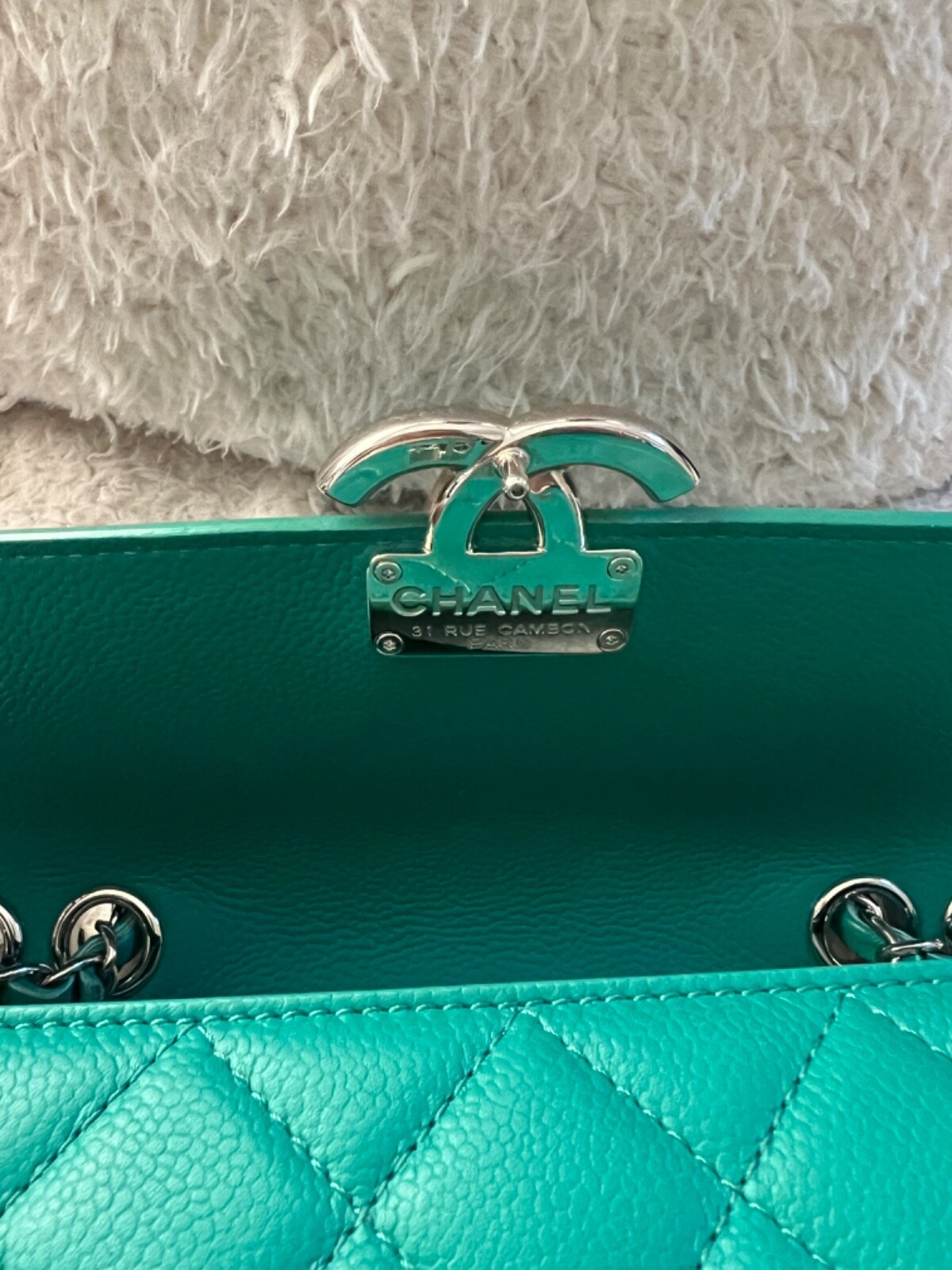 Chanel CC Box Flap Bag- Small Green Classic | eBay