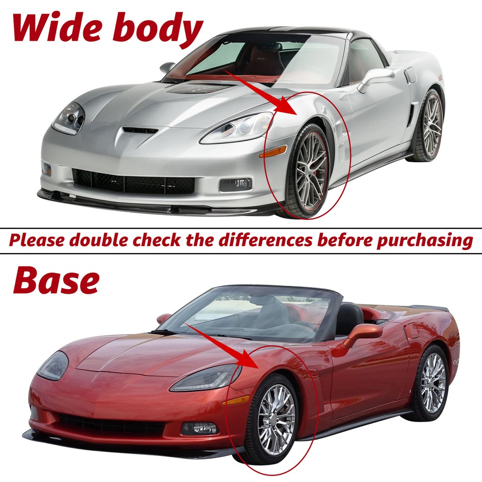 For 05-13 Corvette C6 Z06 Wide Body Side Skirts ZR1 Style Rocker Panels ...