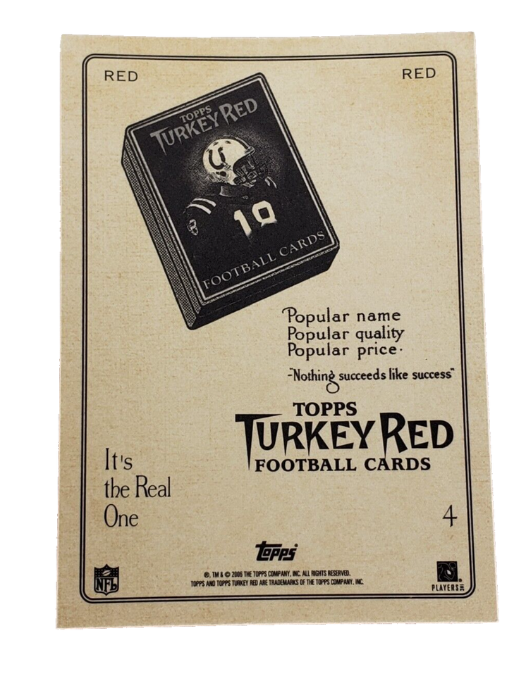 2005 Topps Turkey Red Football Red Ray Lewis #4 Jersey Variation Ad ...