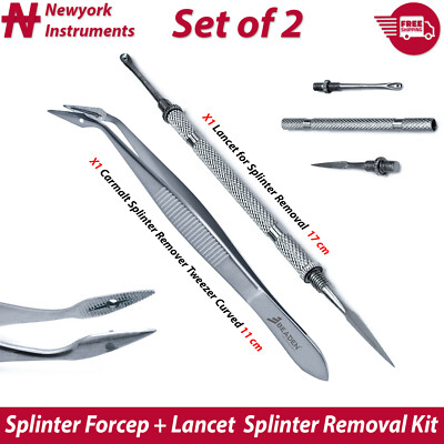 Carmalt Splinter Forceps Tweezers Curved and Lancet For Splinter ...