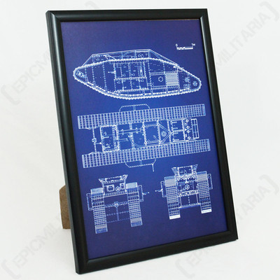 British MkV Tank Framed Blueprint - Print Picture WW1 Military Army ...