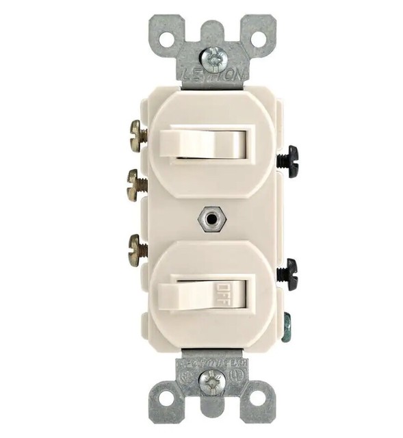Leviton Double Toggle Switch 15 Amp 3 Way Combination Indoor Wall Light ...