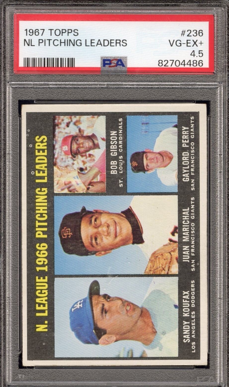 1967 Topps - #236 Bob Gibson, Sandy Koufax, Juan Marichal for sale ...