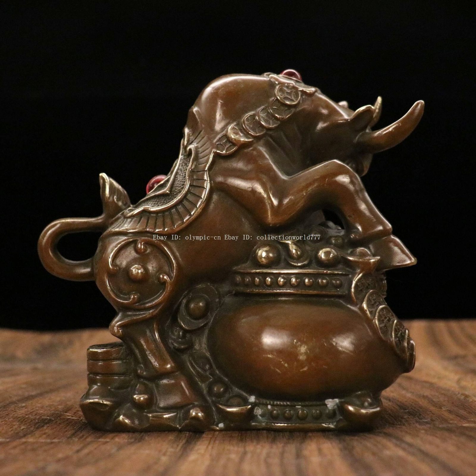 6'' brass sculpture home feng shui wealth cornucopia animal bull ox ...