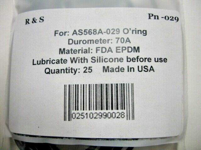 FDA EPDM O-RINGS AS568A-029 QTY 25 1-1/2" ID X 1-5/8" OD | eBay