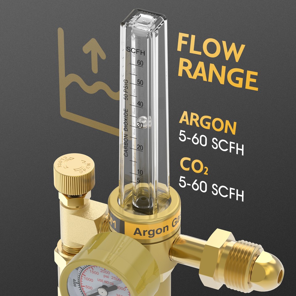 CO2 Argon Flow Meter Gas Regulator Gauge with Gas Hose Mig Tig Welding ...