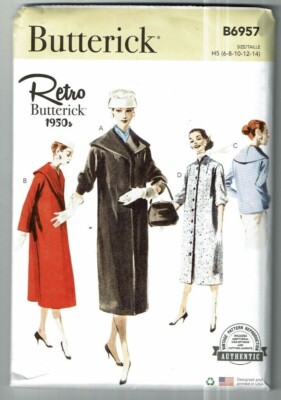 Butterick #B6957 RETRO 50's Ladies Coat Patterns Sz: 6-14 or 16-24 UC ...