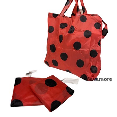 IKEA SKYNKE Shopping bag, black- Red /Ladybug Pattern 17¾×14¼" SET OF 2 ...