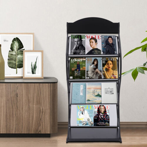 Floor-Standing Magazine Rack Brochure Display Stand 4 Tier Grid ...