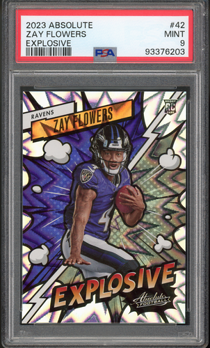 Zay Flowers 2023 Absolute Football Explosive Case Hit SSP #42 PSA 9 ...