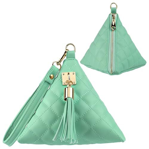 Leather Quilted Triangle Wristlet Clutch Purse Handbag - Pyramid Light ...