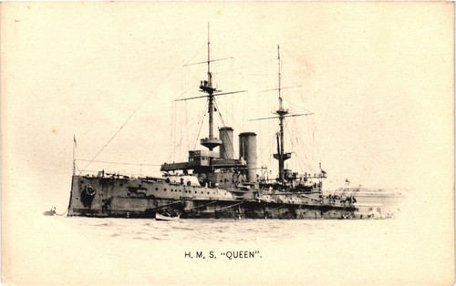 HMS Queen Warship Postcard c1910 | eBay