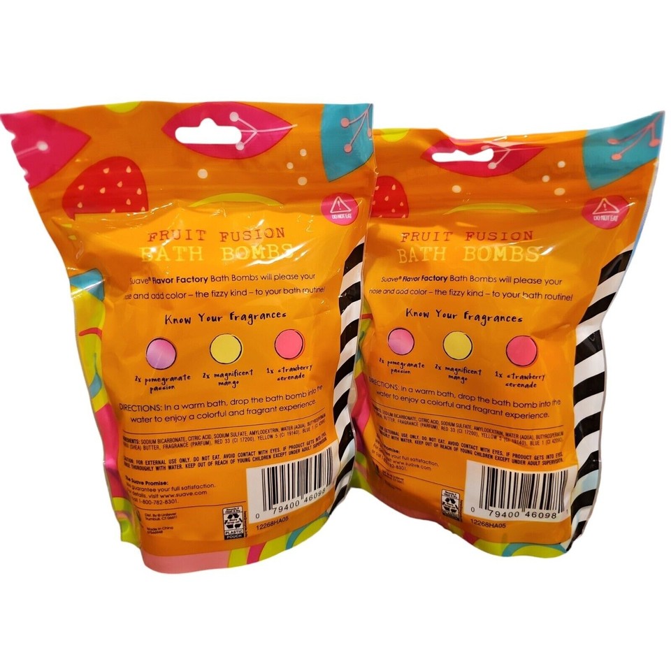 2 Packs Suave Flavor Factory Fruit Fusion Bath Bombs No Parabens 10 ...