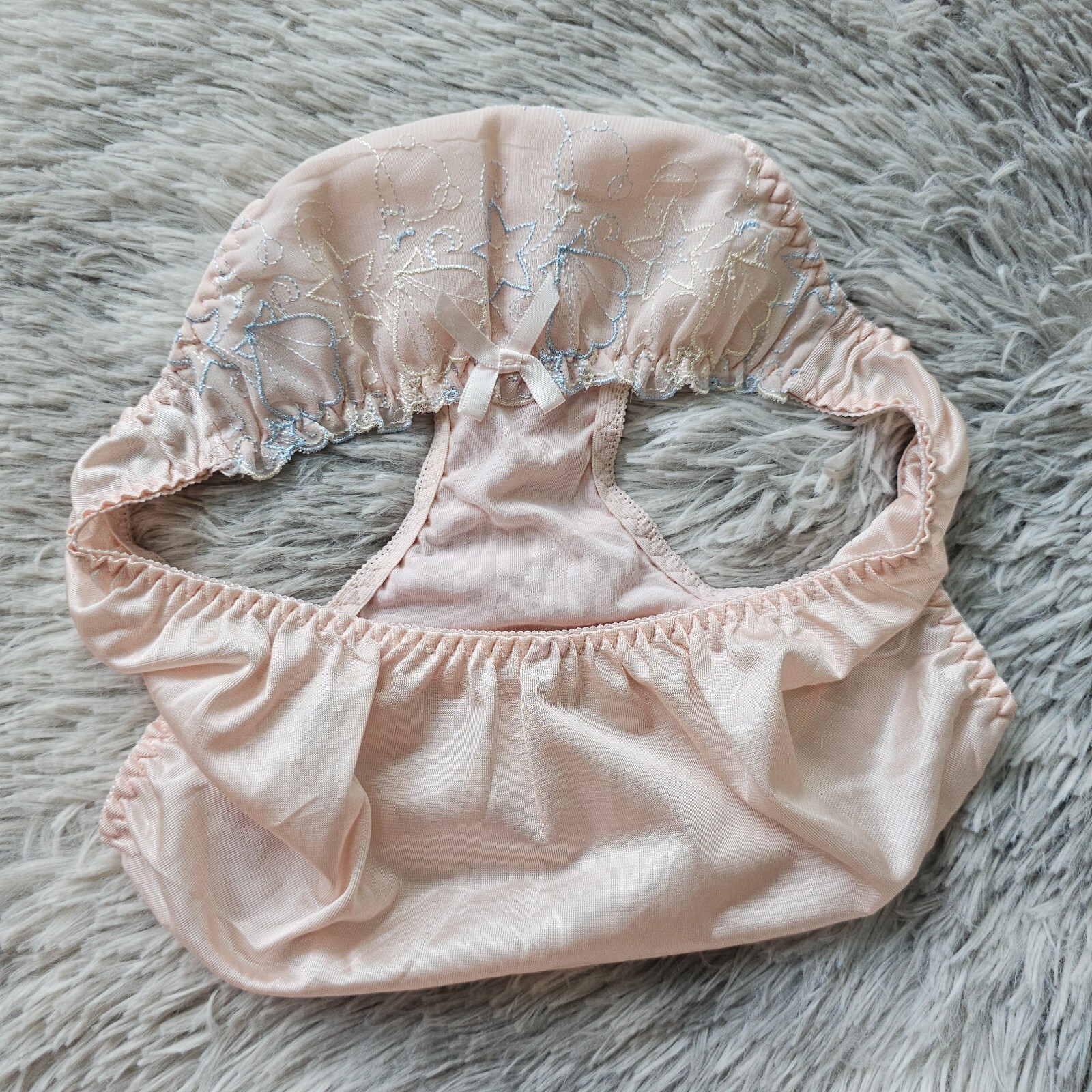 Vintage Silky Nylon Panty Orange Sissy Lace Sheer Bri… Gem