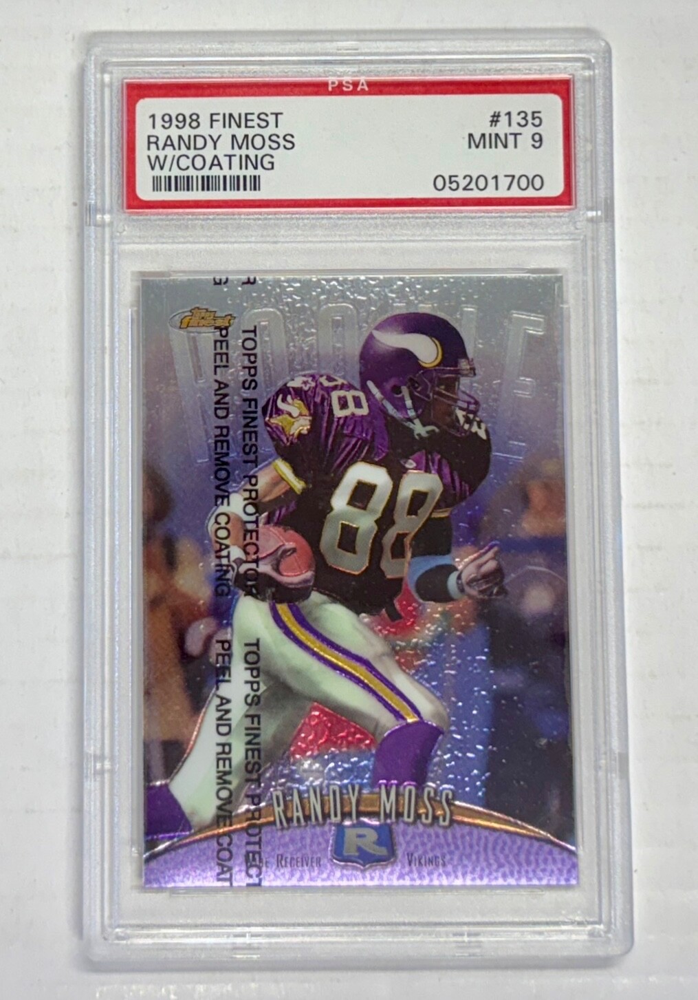 1998 Topps Finest - #135 Randy Moss (RC) REFRACTOR ROOKIE PSA MINT 9 MN ...