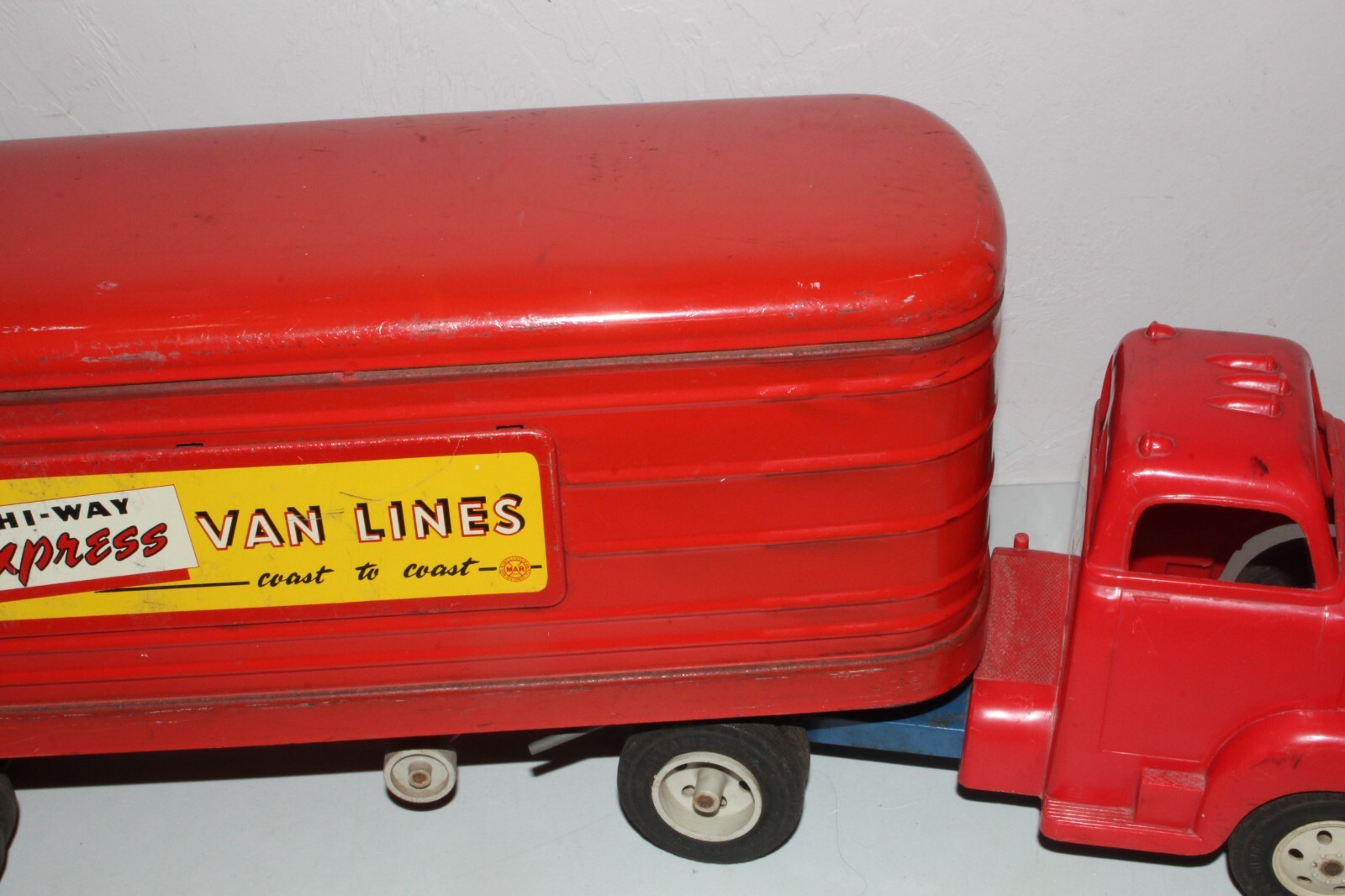1950’s vintage MAR toys hi-way express van lines tractor and trailer | eBay