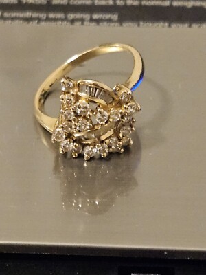 Ladies Genuine Diamond Cluster Ring 1CTW 14K Yellow Gold Dinner ...