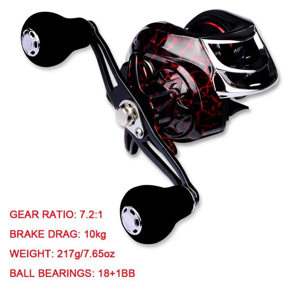18+1BB Fishing Baitcasting Reel 7.2:1 Gear Ratio Salt/Freshwater Left ...