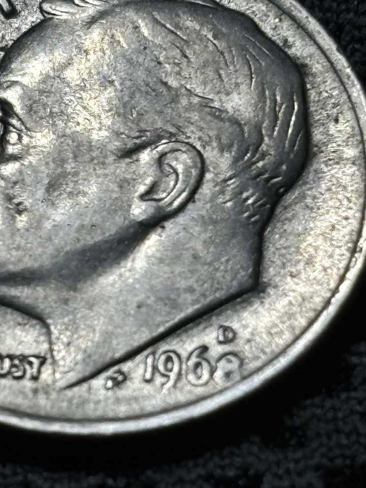 1968-D Roosevelt Dime Die Smear Mint Error — Rare Struck Through ...