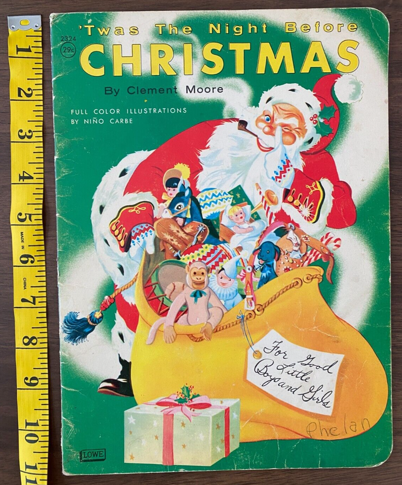 RARE Twas Night Before Christmas 1964 Disney artist Nino Carbe James ...