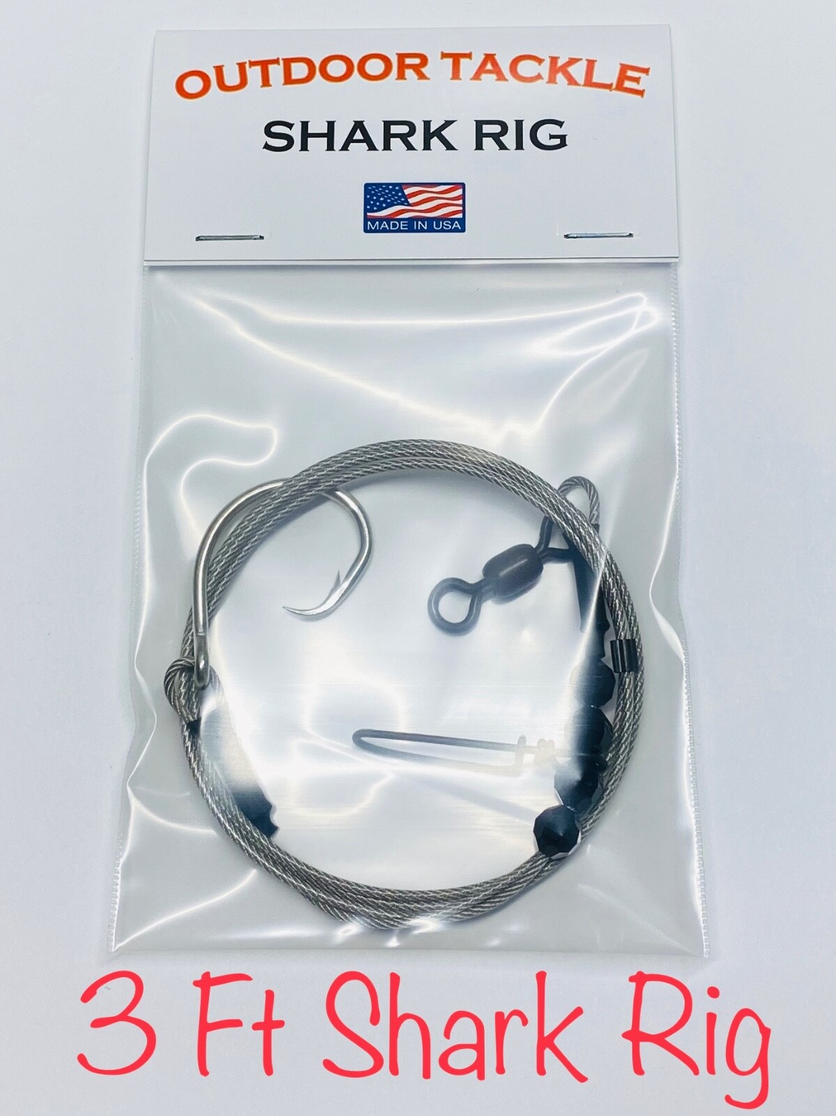 3Ft Castable Shark Fishing Rig 480lb. (Silver Wire) Circle Hook | eBay