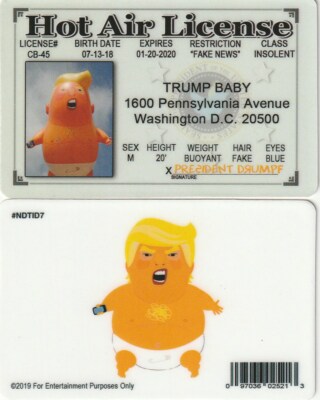 Baby President of the United States Donald Trump fake id card Drivers ...