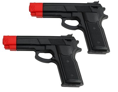 Set of 2 Practice Black with Orange Tip RUBBER TRAINING GUN Police Self ...