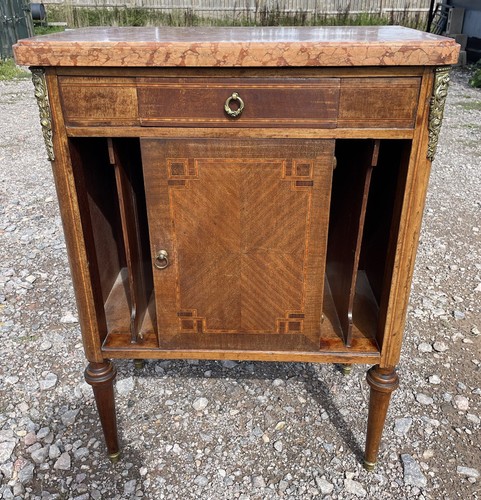 ANTIQUE FRENCH MARBLE TOP SIDE CABINET/NIGHT STAND WITH ORMOLU MOUNTS ...