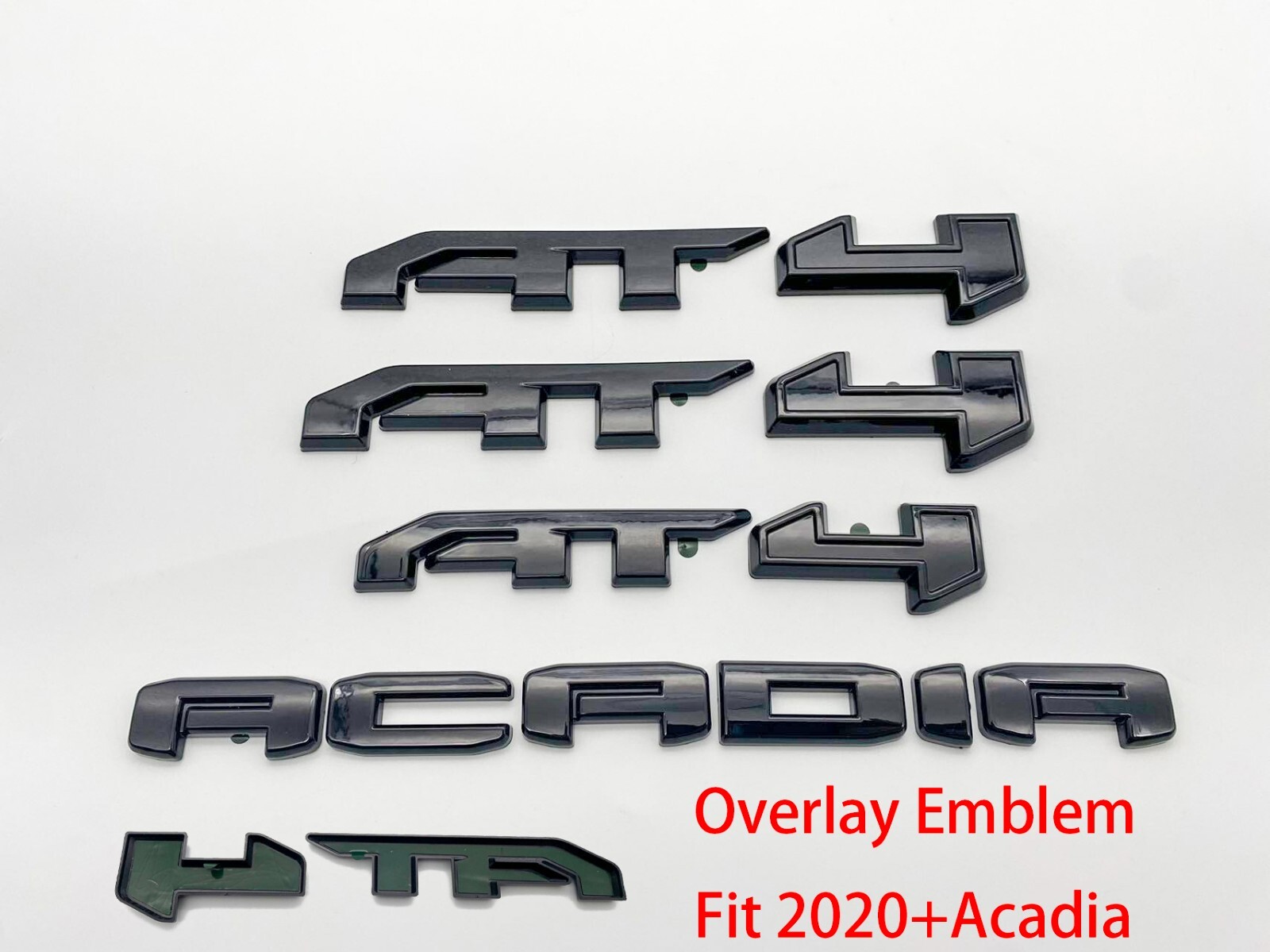 4PC Gloss Black Door Tailgate AT4 Acadia OVERLAY Emblem 2020-2023 ...
