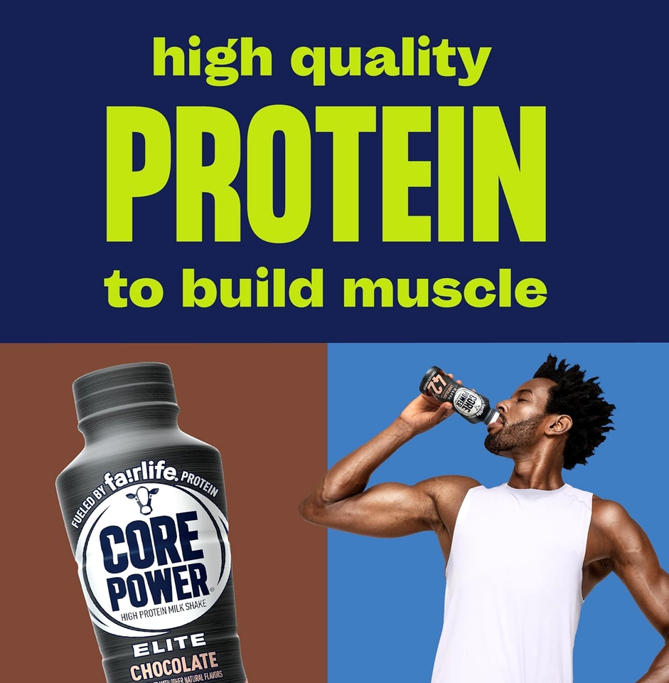 Core Power Elite High Protein Shake, Chocolate, 42g Bottle, 14oz, 12 ...