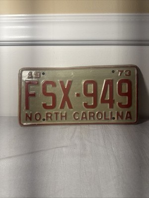 1973 North Carolina VANITY FSX-949 License Plate Tag Original | eBay