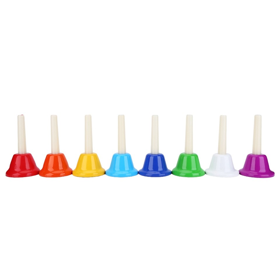 8-Note Colorful Metal Hand Bell Handbells Set Musical Instrument Toy ...