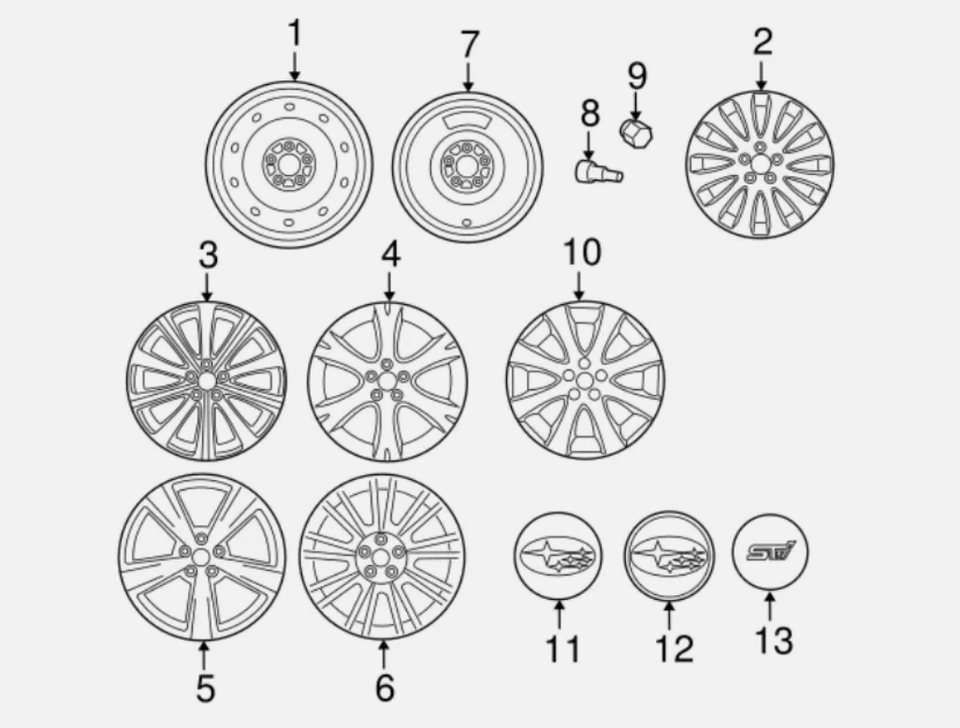 SUBARU Genuine Set of 4 Factory 2007-2021 WRX STI center caps P/N ...