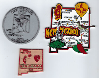 NEW MEXICO MAGNET ASSORTMENT 3 NEW STATE SOUVENIRS includes JUMBO MAP ...