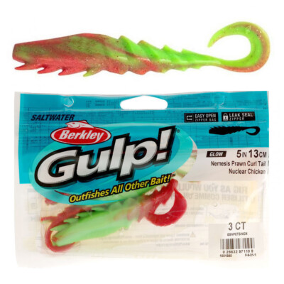 Berkley Gulp Nemesis Prawn Curl Tail Soft Bait 12.5cm Qty 3 Nuclear ...