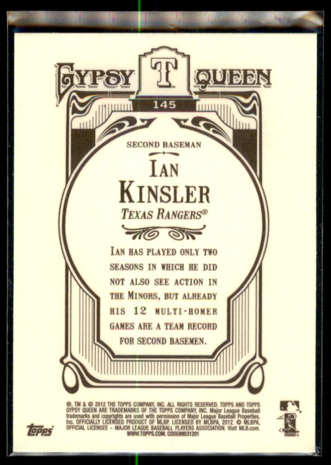 2012 Topps Gypsy Queen Ian Kinsler #145a Texas Rangers | eBay