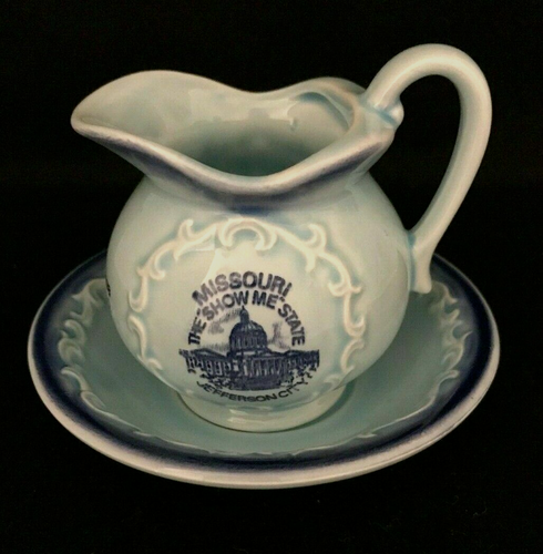 Vintage MISSOURI The Show Me State Mini Ceramic Pitcher & Bowl Set ...