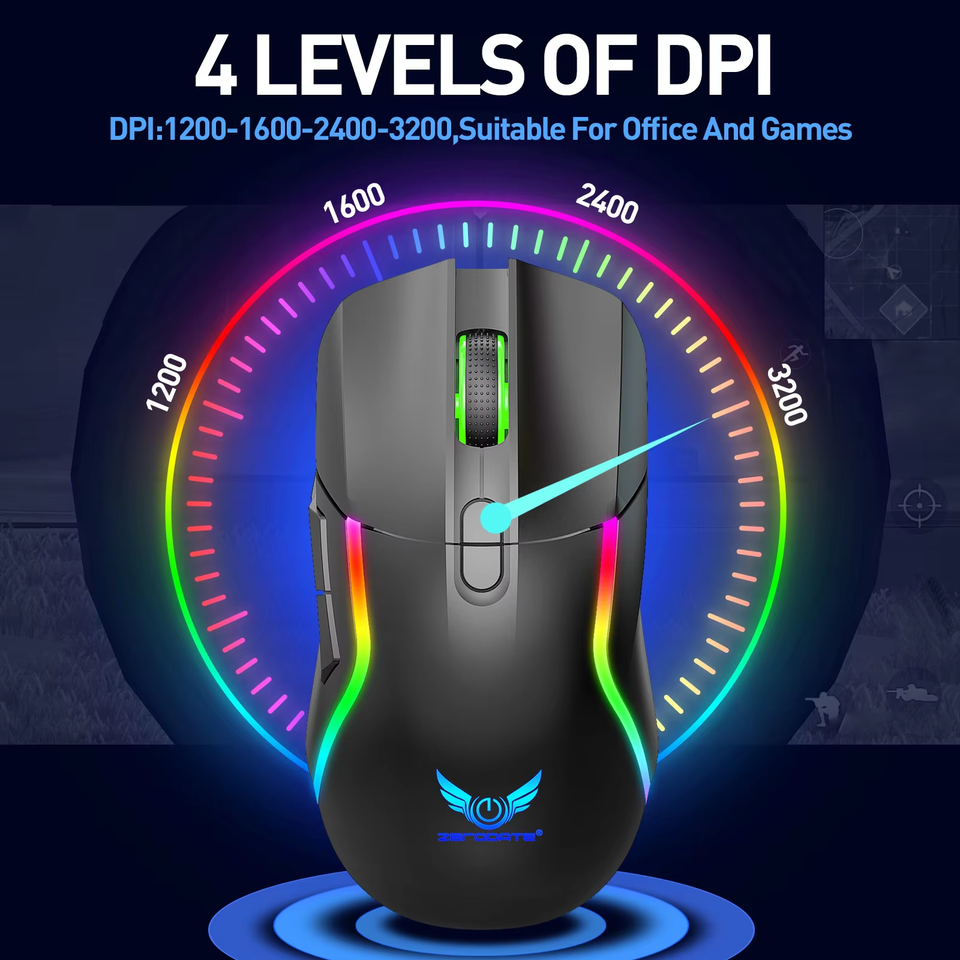 Rechargeable Wireless Gaming Mouse 2.4Ghz RGB Rainbow LED Light USB-C ...