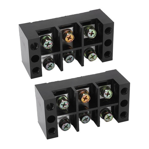 2pcs Terminal Strip 100A 600V Fixed Dual Row Screw Connection Block ...