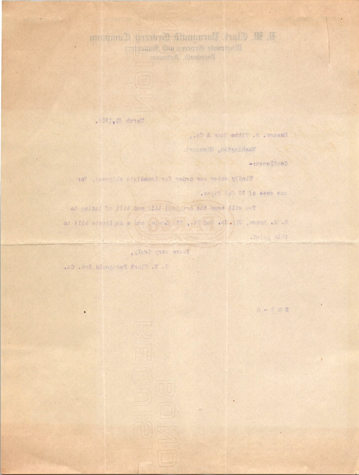 Clark Paragould Grocery Co Paragould AR 1906 Letterhead Grocers Cob ...