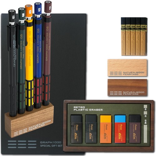 Pentel Graph Pencil Set 1000 Limited 0.5mm – 5 Retro Colors Mechanical ...